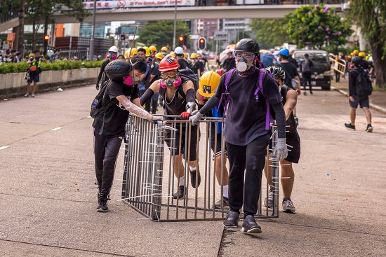 Protesters Move Street Furniture Prepare Barricade Editorial Stock ...