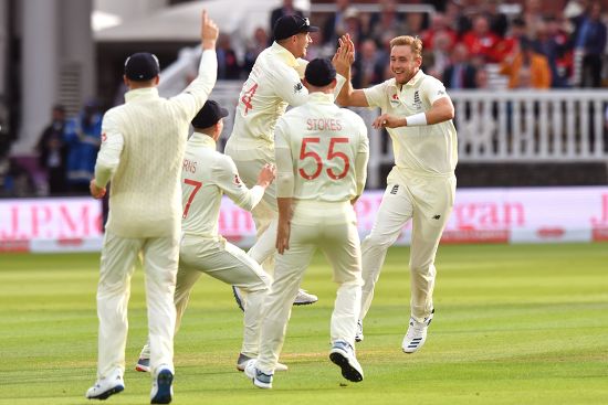 Englands Stuart Broad Celebrates Bowling Out Editorial Stock Photo ...