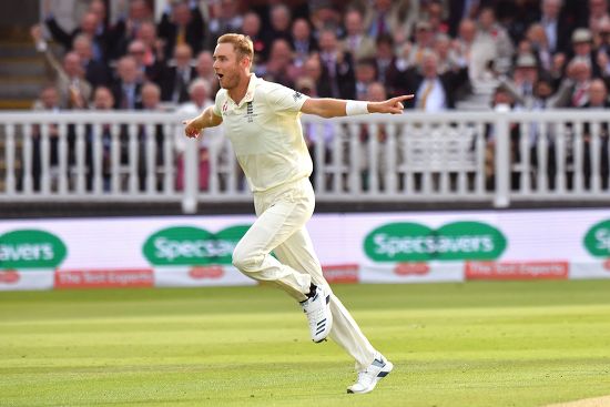 Englands Stuart Broad Celebrates Bowling Out Editorial Stock Photo ...