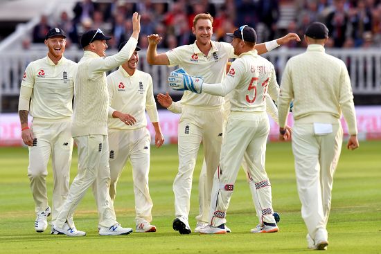 Englands Stuart Broad Celebrates Bowling Out Editorial Stock Photo ...