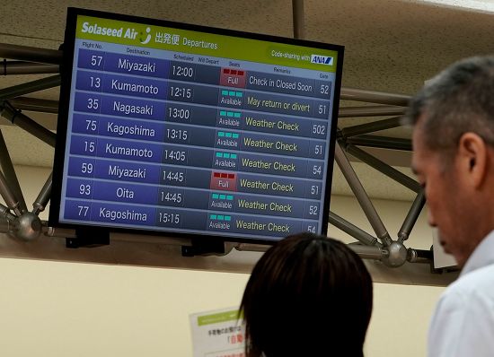 Passengers Checking Flight Information On Display Editorial Stock Photo ...