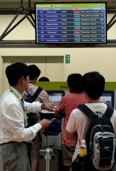 Passengers Checking Flight Information On Display Editorial Stock Photo ...