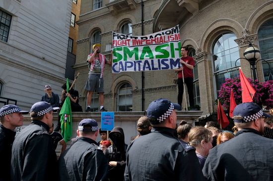 Anti Fascism Protesters Hold Banner During Editorial Stock Photo ...
