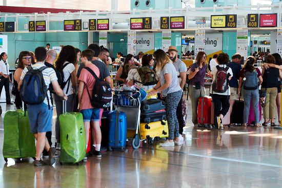 Several Passengers Wait Queue Front Spanish Editorial Stock Photo ...