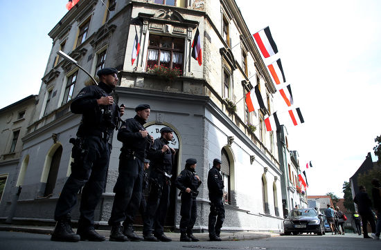 Police Stand Below National Flags Which Editorial Stock Photo - Stock ...