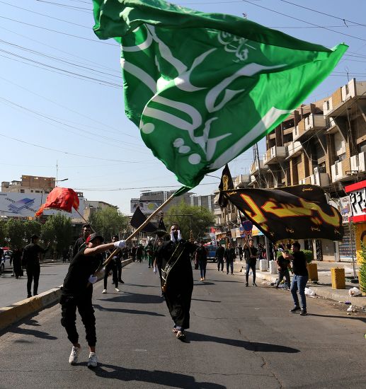 Iraqi Shiite Men Carry Religious Flags Editorial Stock Photo - Stock ...