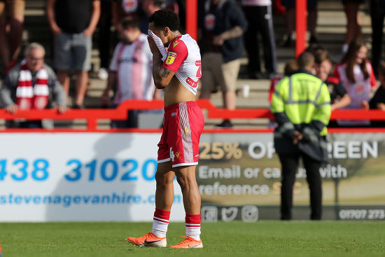 Elliott List Stevenage Shows His Disappointment Editorial Stock Photo ...