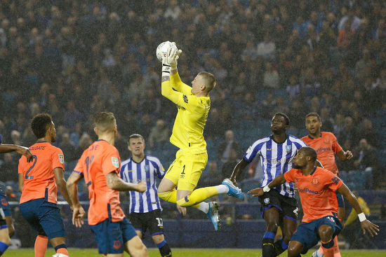 Jordan Pickford Everton Catches Cross During Editorial Stock Photo ...