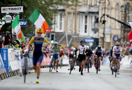 Cyclists Push Their Bikes Finish Line Editorial Stock Photo - Stock ...