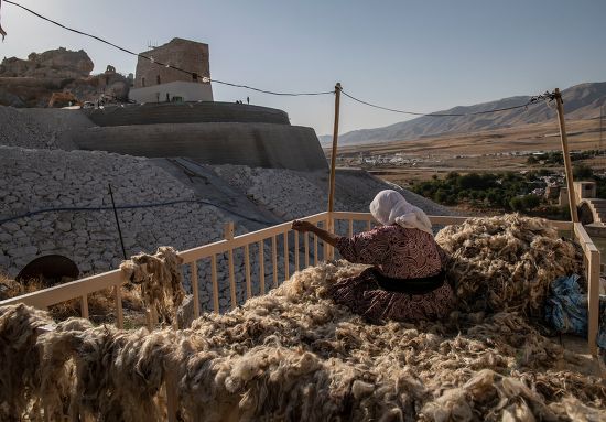 Villager Cleaning Wool Front Her House Editorial Stock Photo - Stock ...