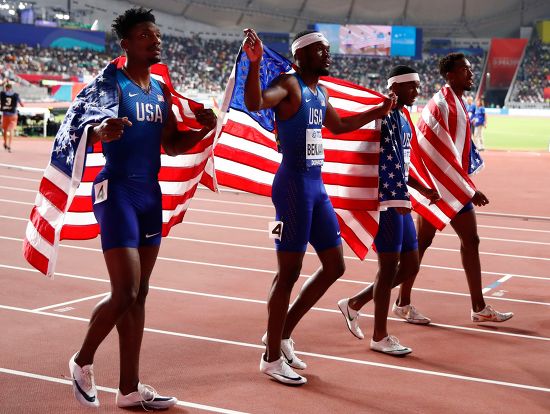 Us Relay Team Celebrates After Winning Editorial Stock Photo - Stock ...