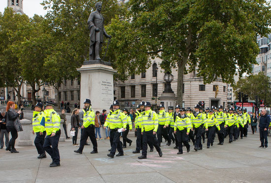 Large Group Police Officers March Through Editorial Stock Photo - Stock ...