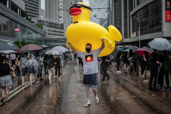 Protester Carries Inflatable Plastic Duck During Editorial Stock Photo ...