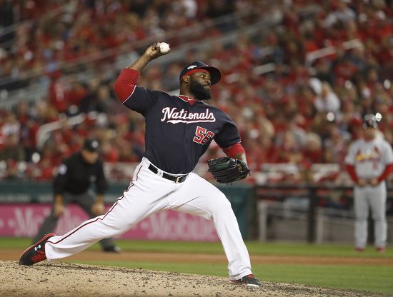 Washington Nationals Pitcher Fernando Rodney Pitches Editorial Stock ...