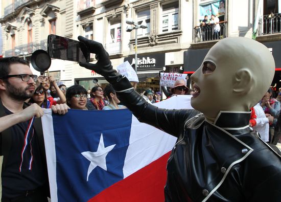 Chilean Citizens Based Mexico Participate Demonstration Editorial Stock ...