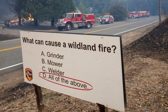 Wildfire Warning Sign Stands Across Street Editorial Stock Photo ...