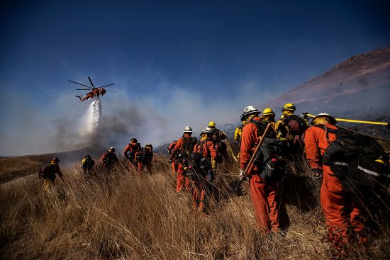 Firefighters Yellow Inmate Firefighters Try Contain Editorial Stock ...