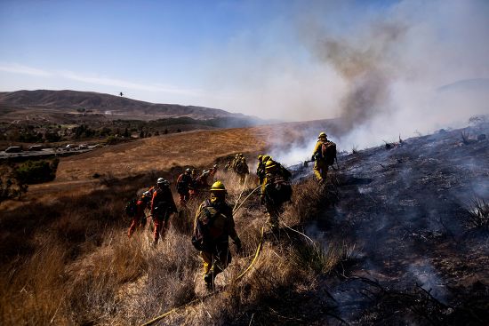 Firefighters Yellow Inmate Firefighters Try Contain Editorial Stock ...