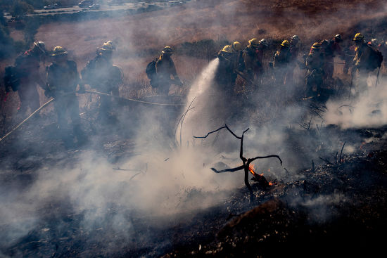 Firefighters Yellow Inmate Firefighters Try Contain Editorial Stock ...