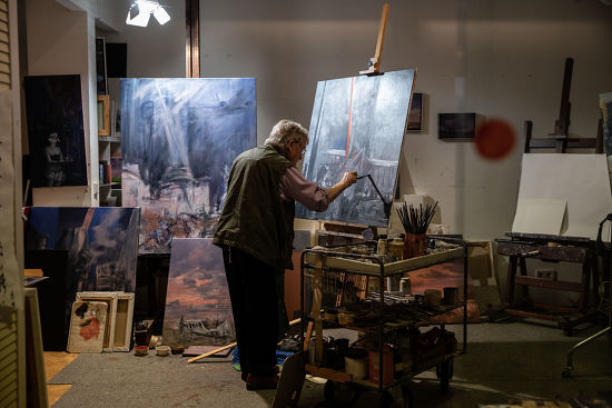 German Painter Matthias Koeppel Paints Scene Editorial Stock Photo ...
