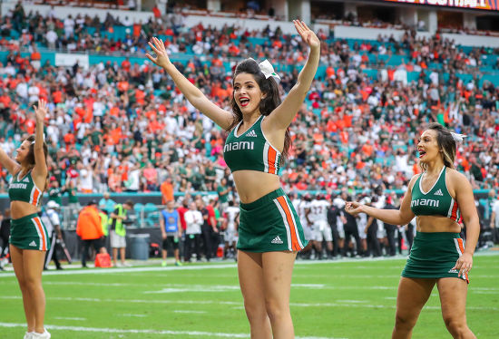 Miami Hurricanes Cheerleaders Celebrate Crowd Hurricanes Editorial ...