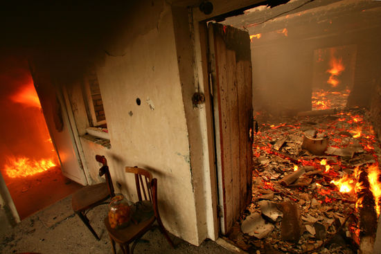 Georgian House Set On Fire By Editorial Stock Photo - Stock Image ...