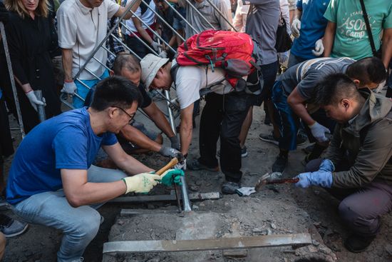 Local Residents Work Dislodge Roadblocks Set Editorial Stock Photo ...