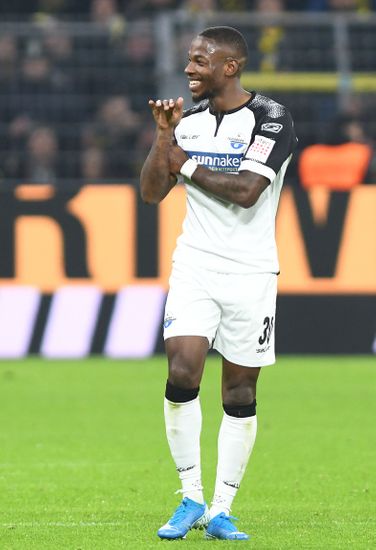 Paderbornfs Streli Mamba Reacts During German Editorial Stock Photo ...
