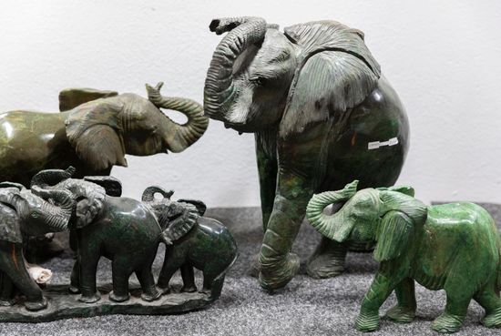 Verdite Elephant Sculptures On Display Mineral Editorial Stock Photo ...