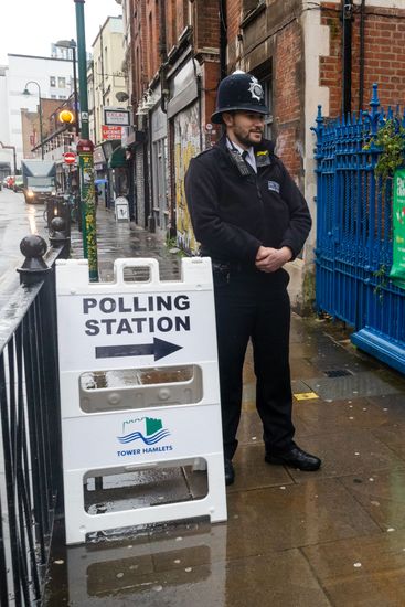 Police Officer Stands Outside Polling Station Editorial Stock Photo ...