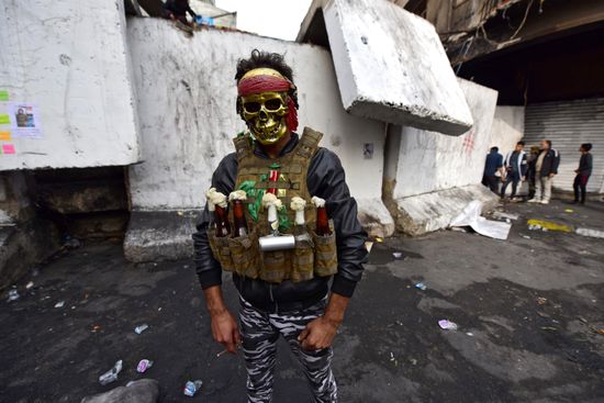 Iraqi Protester Wears Ghost Priate Skull Editorial Stock Photo - Stock ...