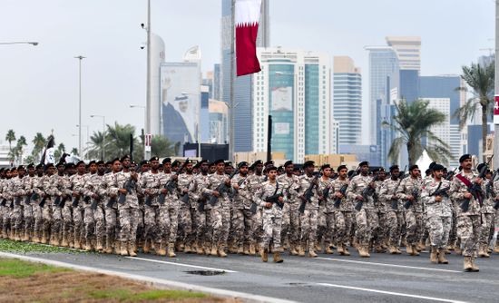 Qatari Soldiers Participate Military Parade Mark Editorial Stock Photo ...