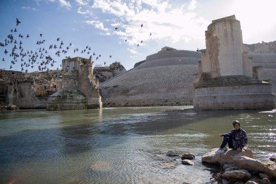 Woman Sits Near Water Hasankeyf Ancient Editorial Stock Photo - Stock ...
