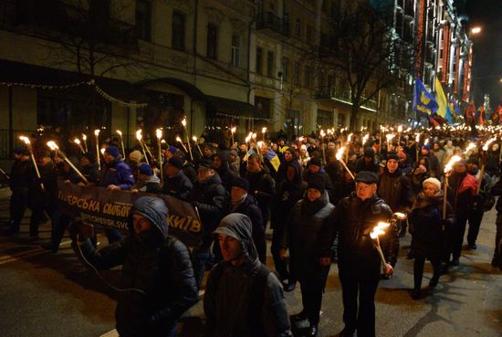 Participants Marching Burning Torches During Procession Editorial Stock ...