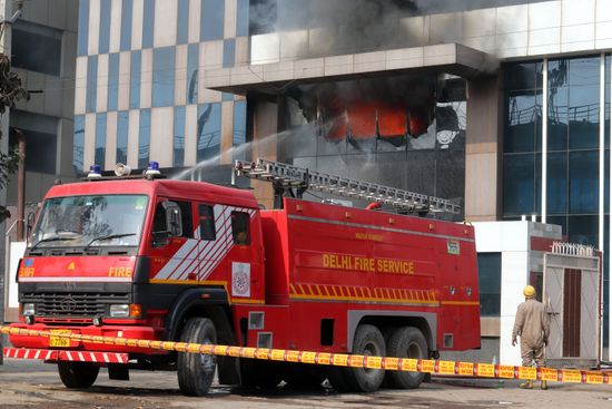 Indian Fire Fighters Douse Fire That Editorial Stock Photo - Stock ...