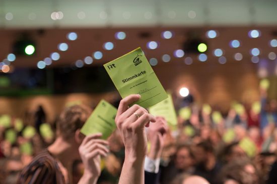 Delegates Show Their Voting Cards Green Editorial Stock Photo - Stock ...