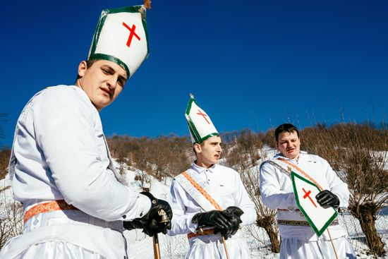 Men Clad Carnival Costumes Priests Walk Editorial Stock Photo - Stock ...