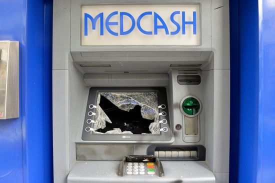 Damaged Atm Machine Bank Med Branch Editorial Stock Photo - Stock Image ...