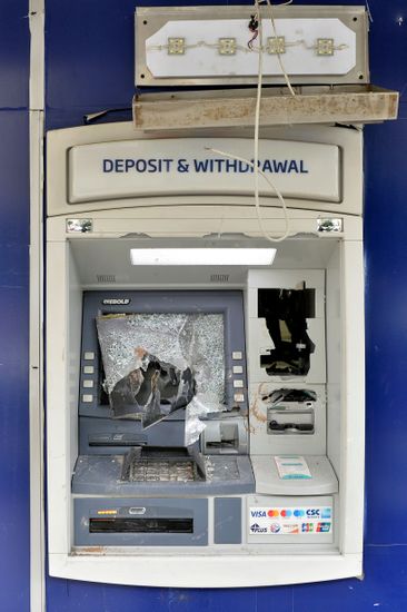 Damaged Atm Machine Bank Bbac Branch Editorial Stock Photo - Stock ...