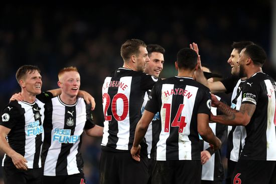 Newcastle United Players Celebrate Goal Scorer Editorial Stock Photo ...