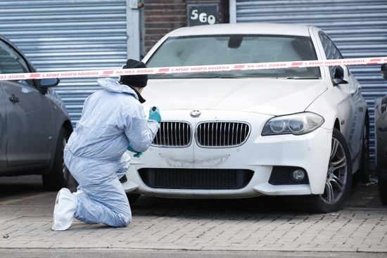 Locals Look On Police Search Area Editorial Stock Photo - Stock Image ...