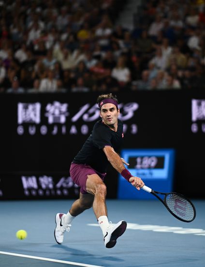 Roger Federer Action During His Mens Editorial Stock Photo - Stock ...