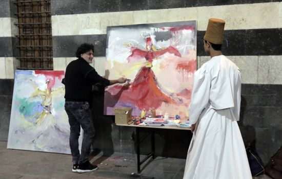 Syrian Artists Draw Live Performance Syrian Editorial Stock Photo ...