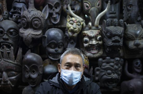 Vendor Traditional Masks Wears Facial Mask Editorial Stock Photo ...