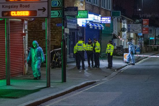 Officers Inside Cordon Forensic Investigators Gather Editorial Stock ...