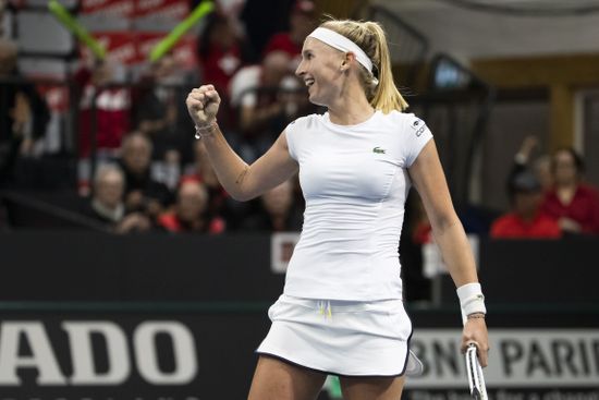 Switzerlands Jil Teichmann Celebrates After Defeating Editorial Stock ...