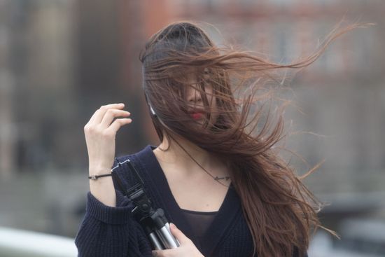 Pedestrians Brave High Winds Blustery Conditions Editorial Stock Photo ...