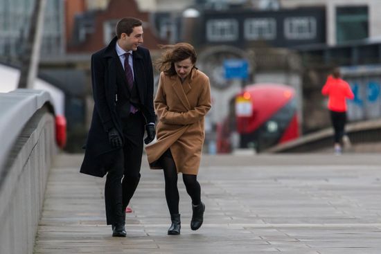 Couple Struggle Walk Across London Bridge Editorial Stock Photo - Stock ...