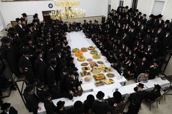 Ultraorthodox Jews Sit Their Rabbis Around Editorial Stock Photo ...
