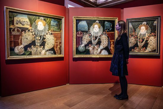 Curator Allison Goudie Admires Three Portraits Editorial Stock Photo ...